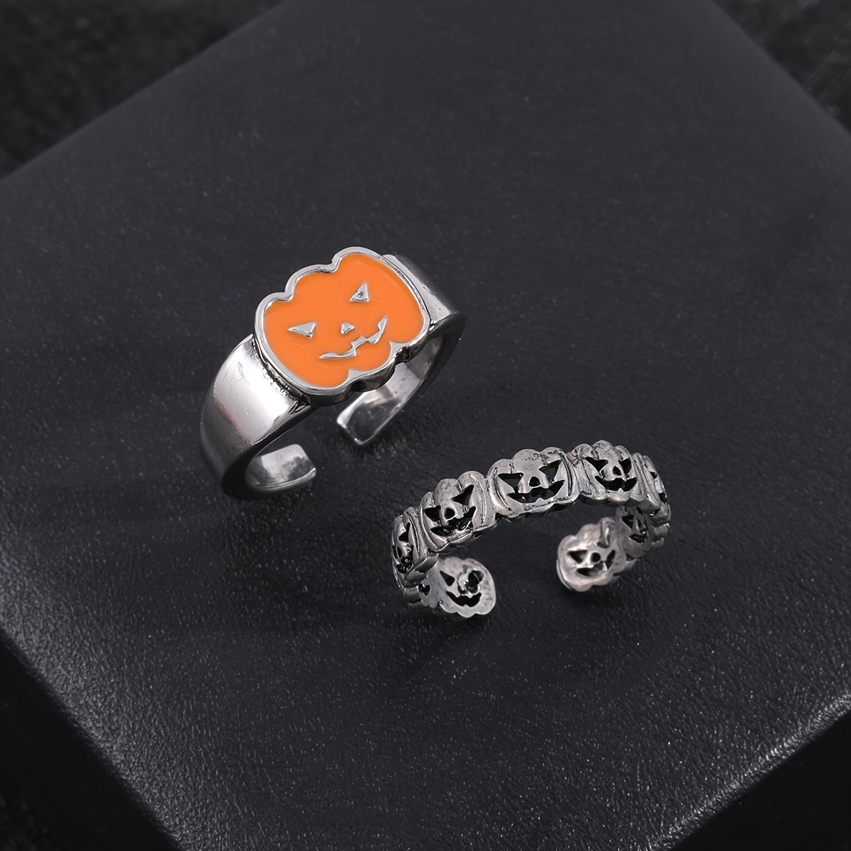Makersland Halloween Cute Alloy Orange Pumpkin Ring Set - Temu Australia
