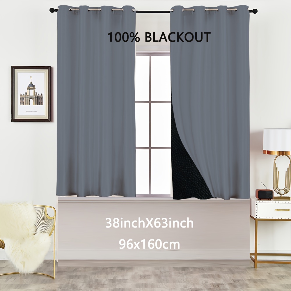 Full Blackout Curtains Grommet Top Thickened Heat Insulation - Temu ...