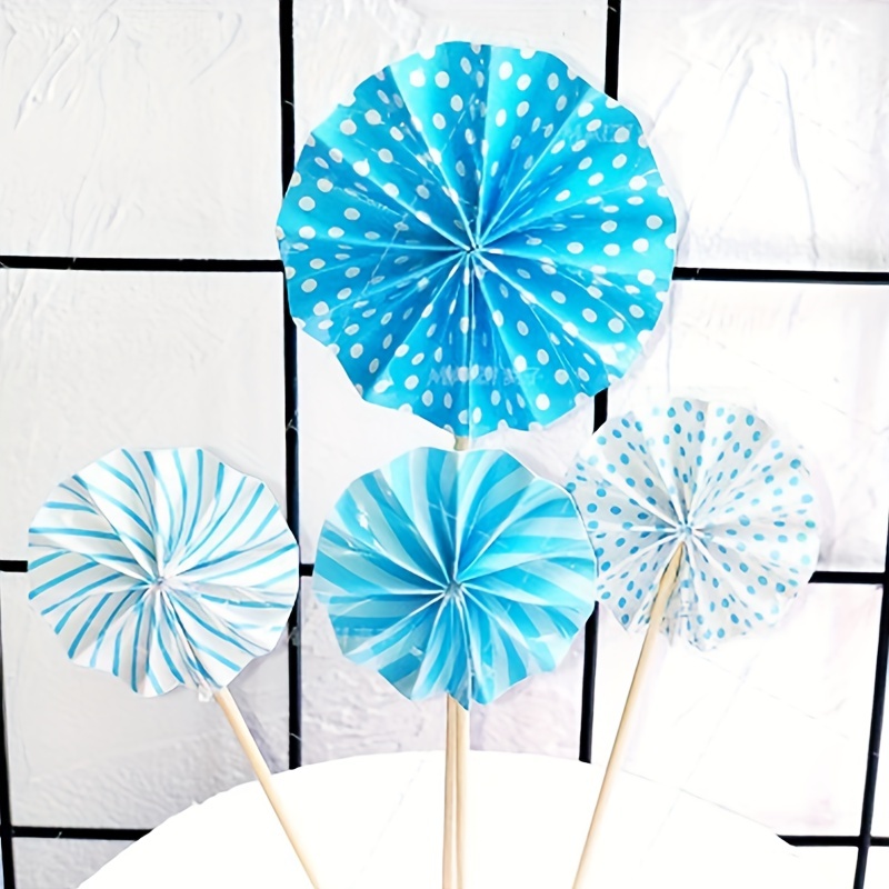 Birthday Cake Decoration Paper Fan Flower Folding Fan Sun - Temu Australia