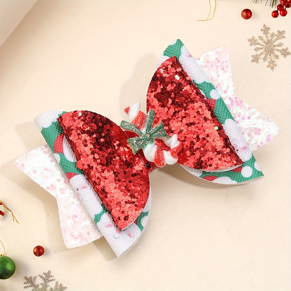 1pc Baby Girls Glitter Christmas Hair Clips Cartoon Bear Christmas Tree ...