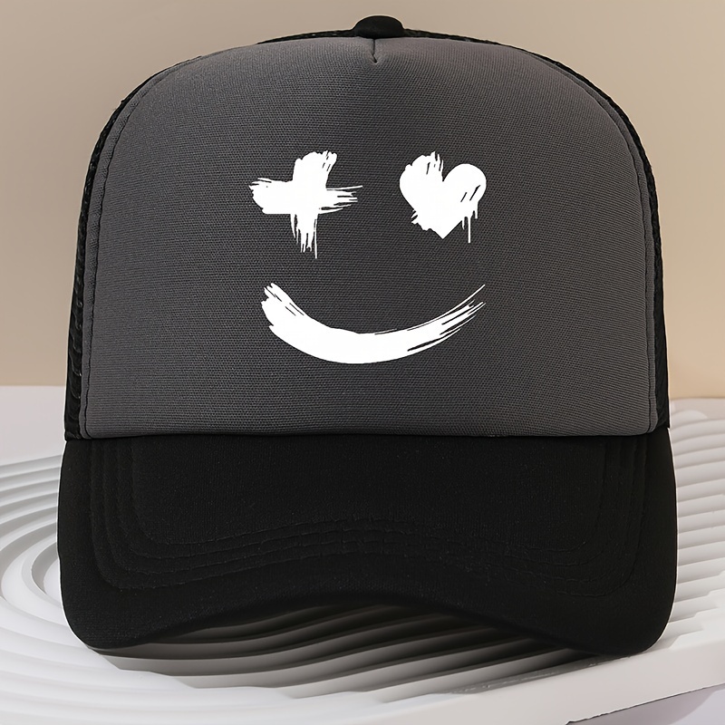 Smiling Print Baseball Hip Hop Candy Color Mesh Trucker - Temu United ...