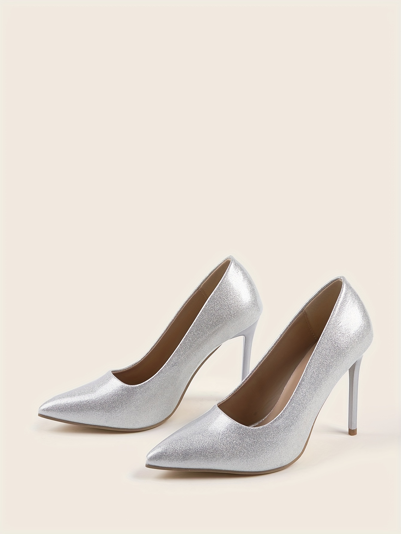 Women's Solid Color Stiletto Heels Elegant Point Toe Dress - Temu