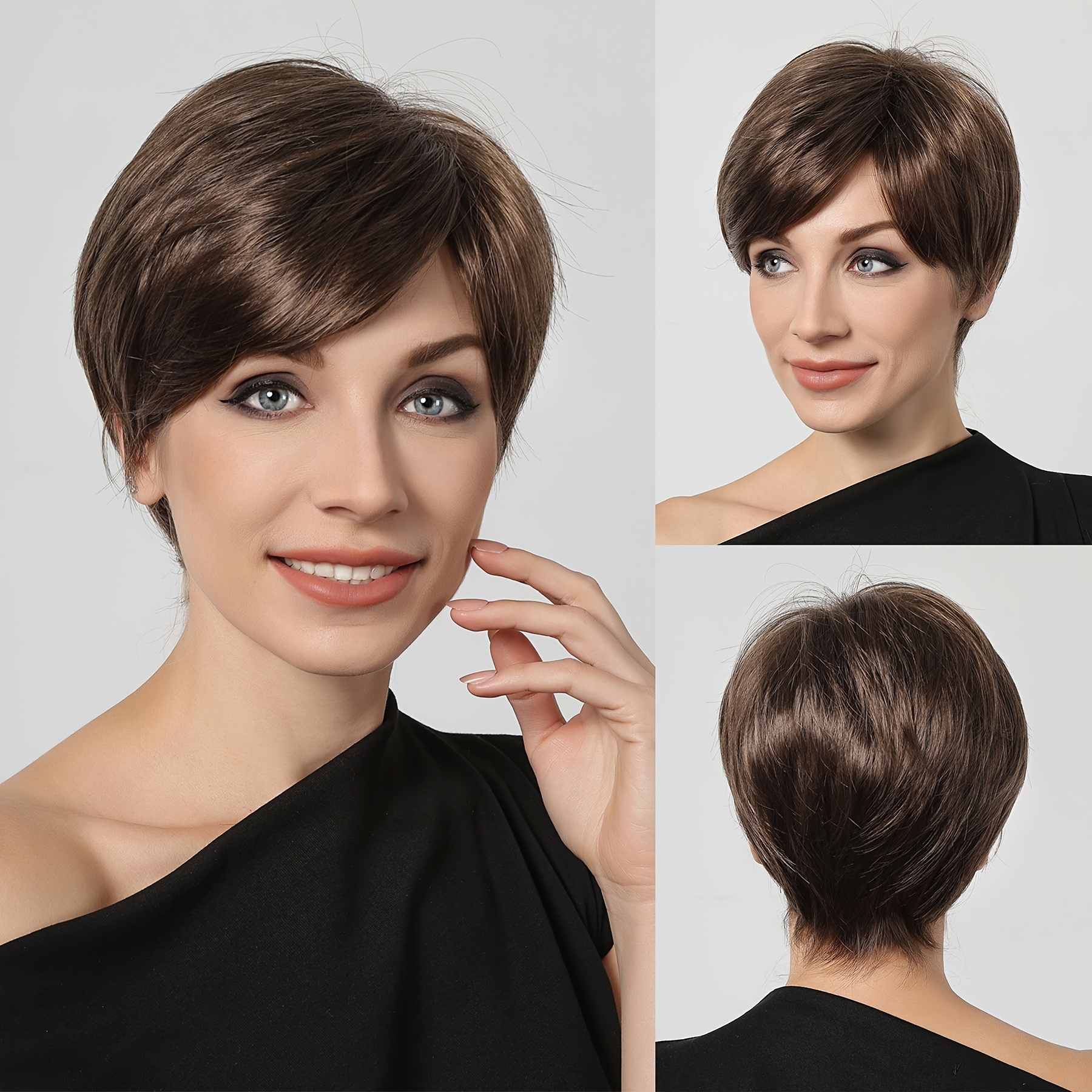 Pixie Cut Wig Bangs Short Straight Wig Synthetic Wig - Temu Philippines
