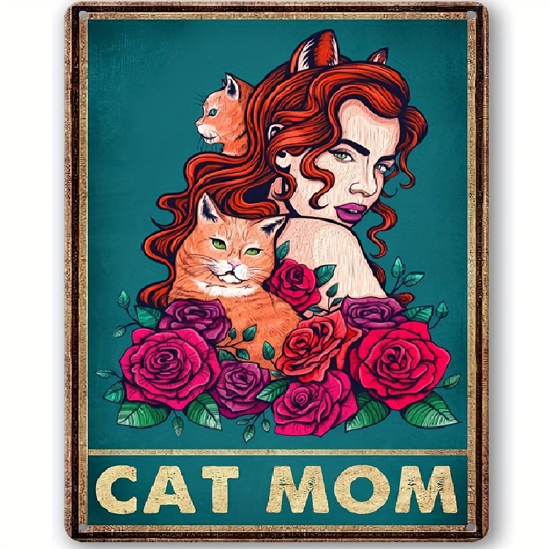 Cat Mom Sign Metal Tin Signs Vintage Cat Ears Women With - Temu Australia