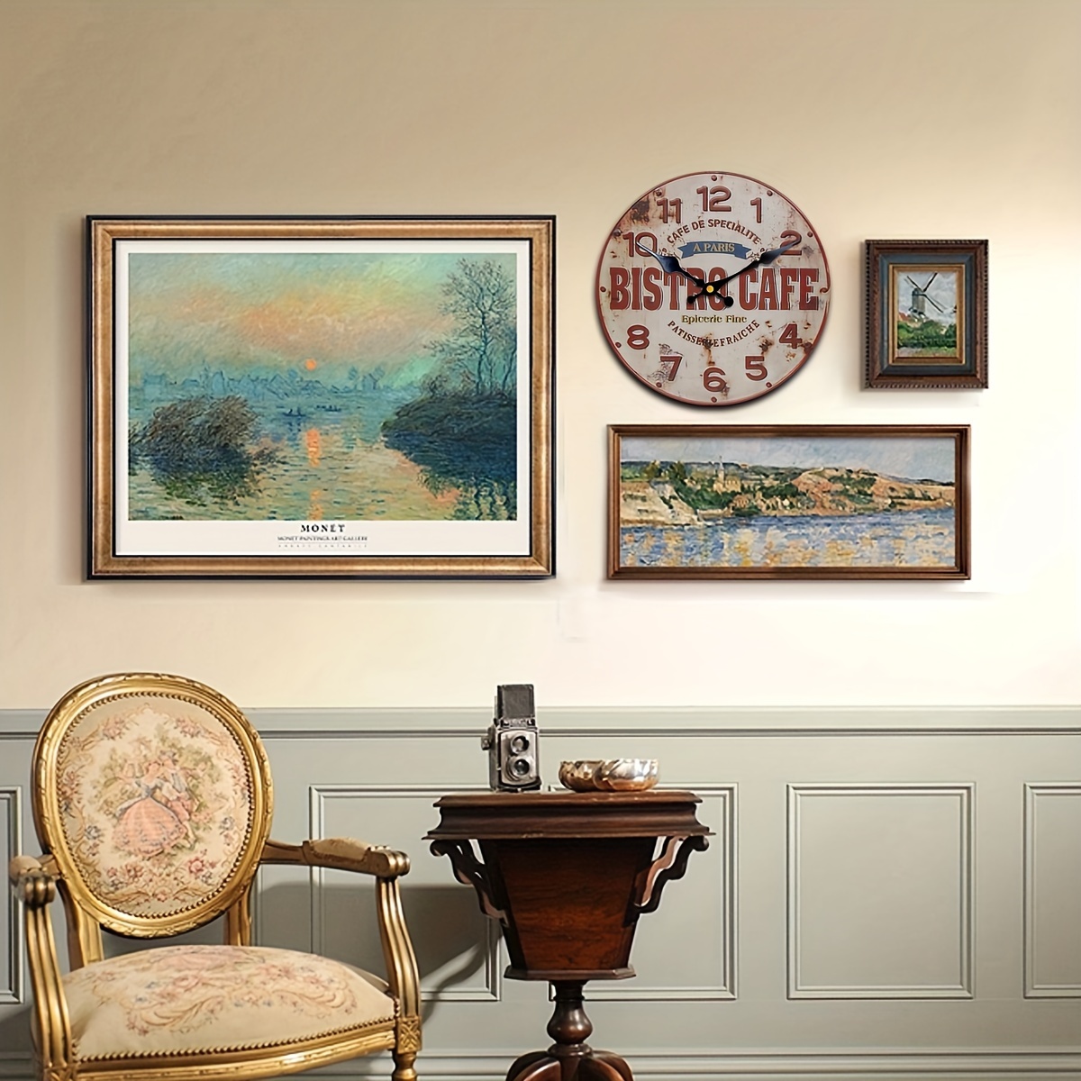 1pc Beautiful Old Fashioned Wooden Round Wall Clock Battery Powered ...