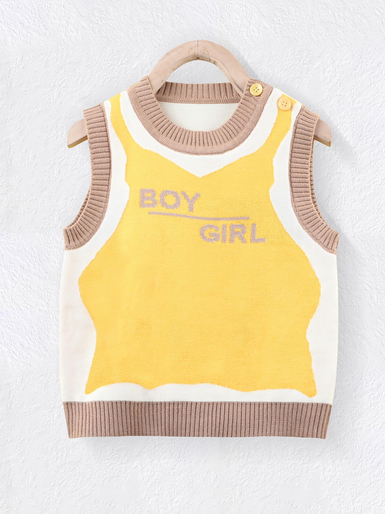 Baby Girls Casual "boy Girl" Round Neck Sweater Vest Clothes - Temu ...