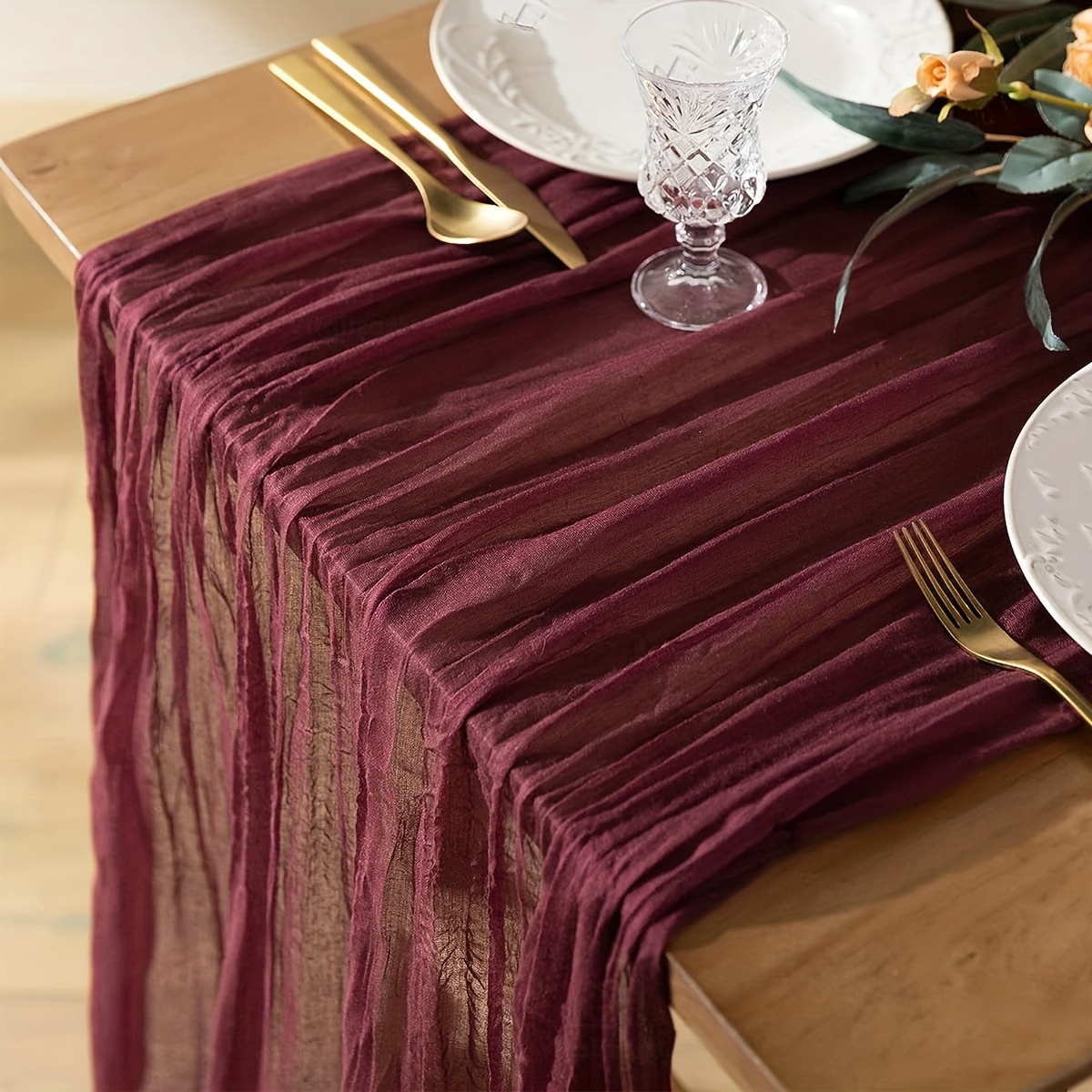 Wrinkled Table Runner Cheesecloth Table Runner Gauze - Temu United Kingdom