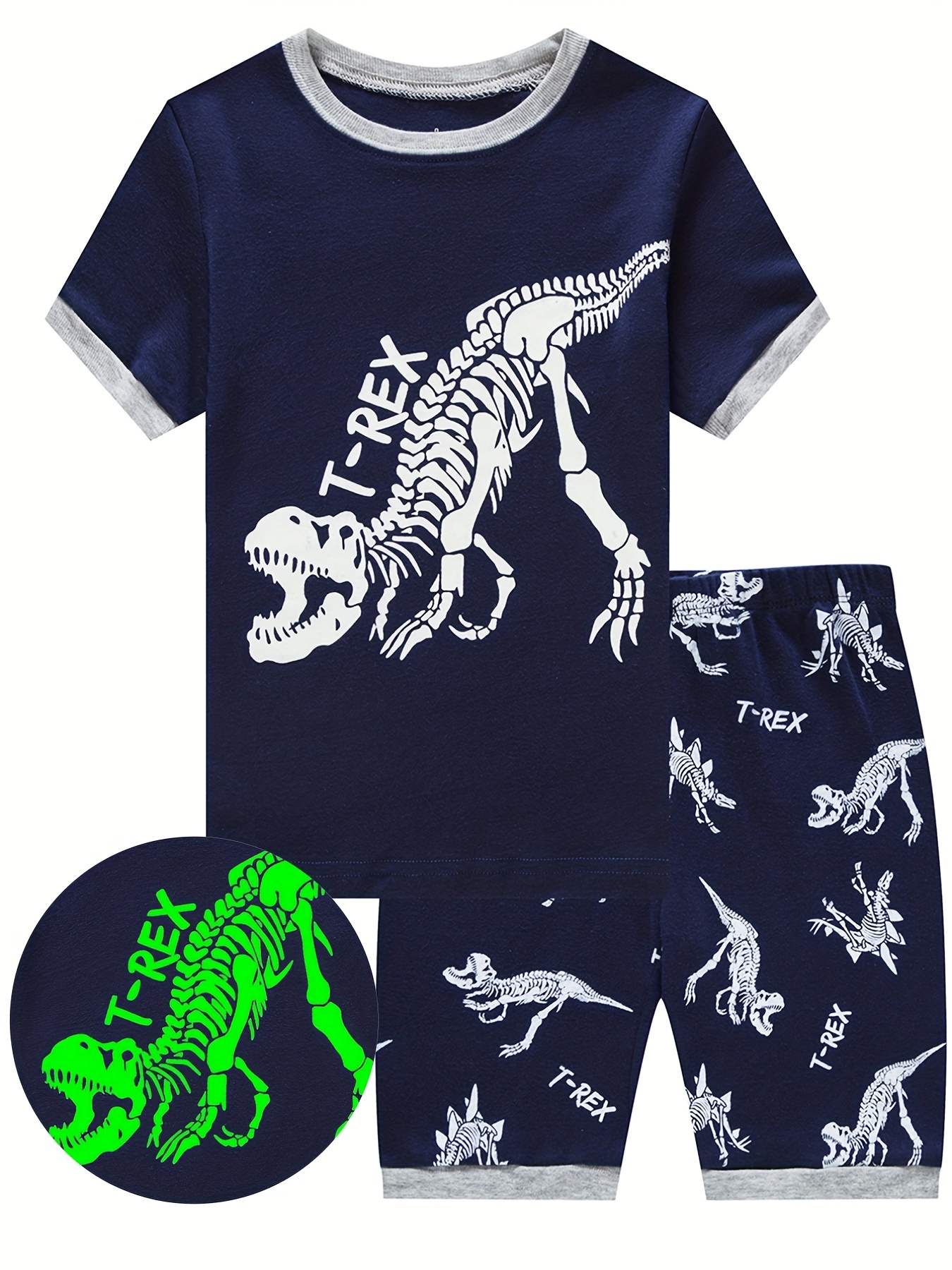 Boys Loungewear Kids Summer Cotton Sleepwear Set Dinosaur - Temu Canada