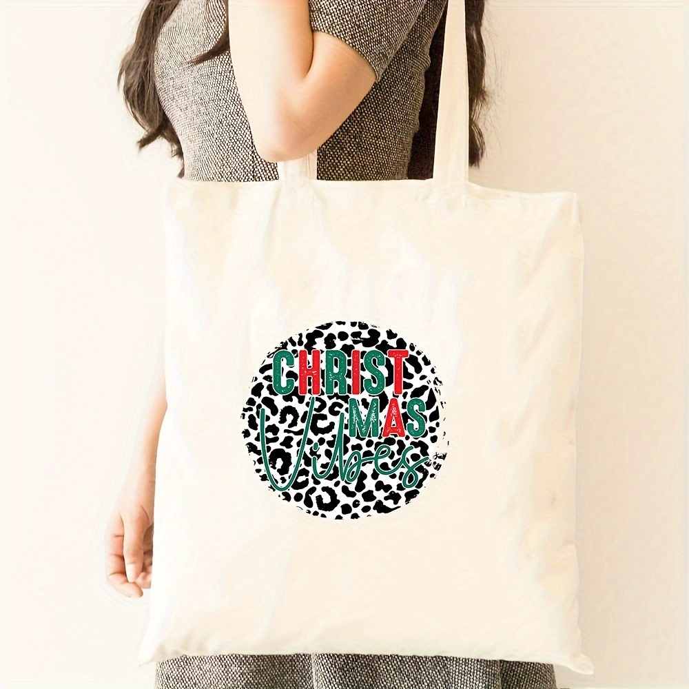 Leopard Letter Pattern Tote Bag Large Capacity Canvas - Temu United Kingdom