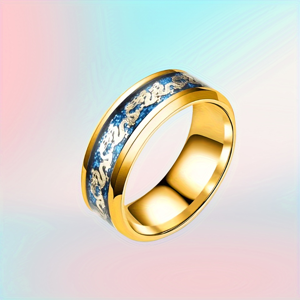 Trendy Titanium Steel Ring Jewelry Dragon Patterns Men Daily - Temu ...