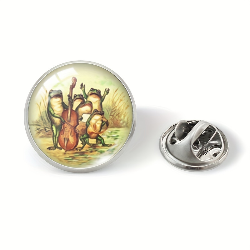 New Fashion Frogs Glass Brooch Round Lapel Pin Men - Temu United Kingdom