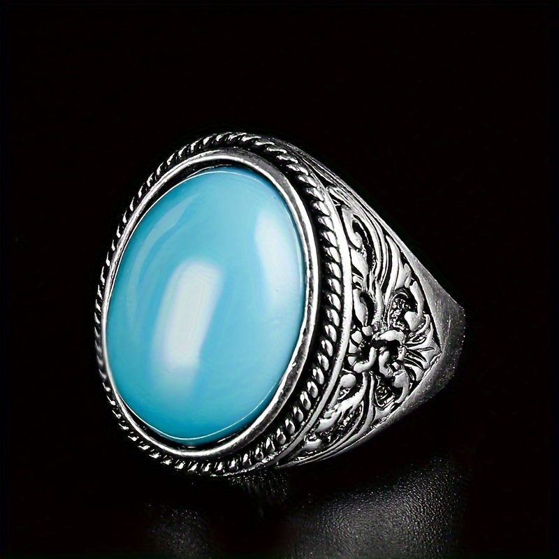 Classical Precious Imitation Jade Carving Ring Universal - Temu Ireland