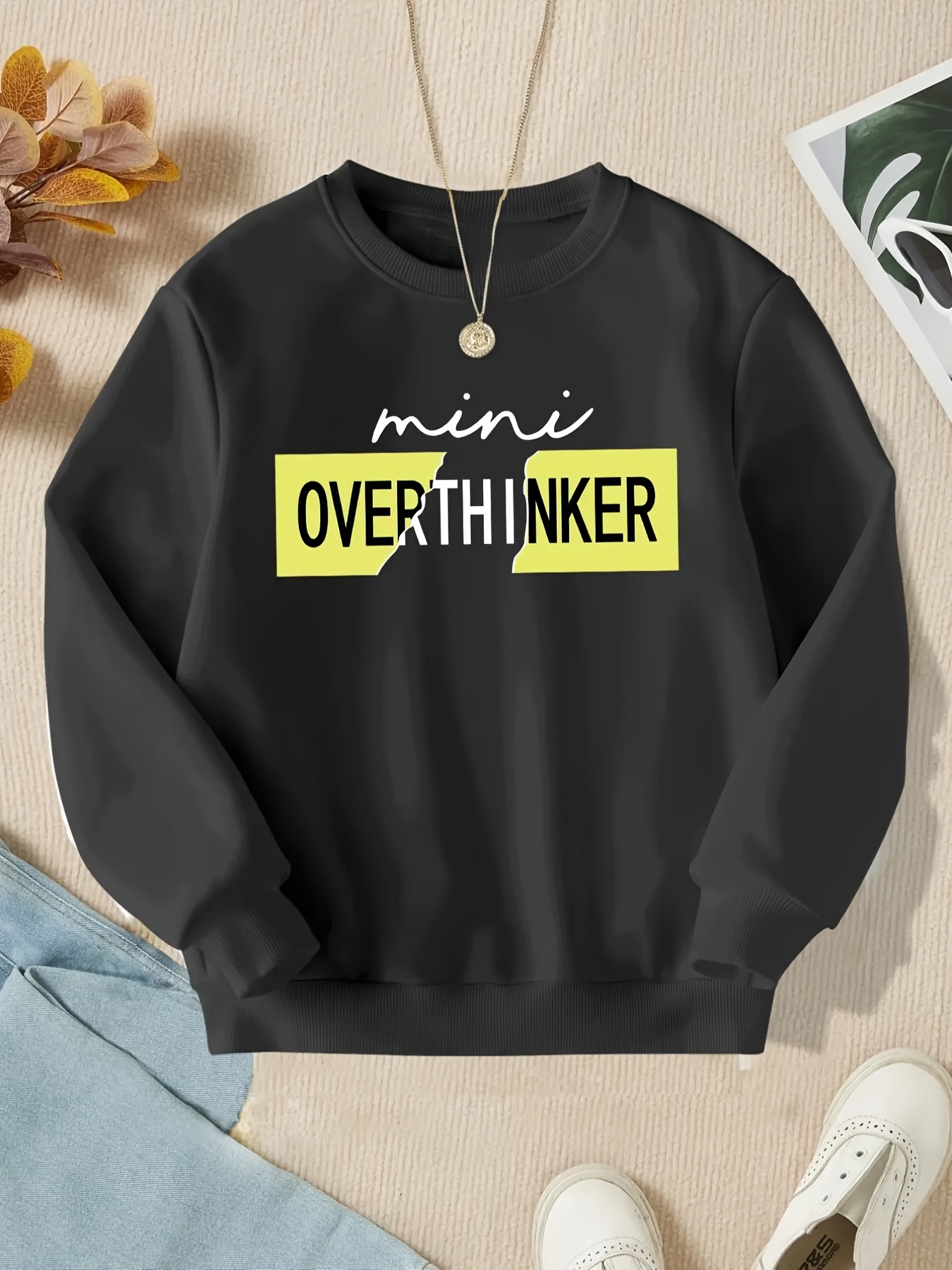 Girls Casual Sweatshirts mini Overthinker Pattern Comfort - Temu Australia