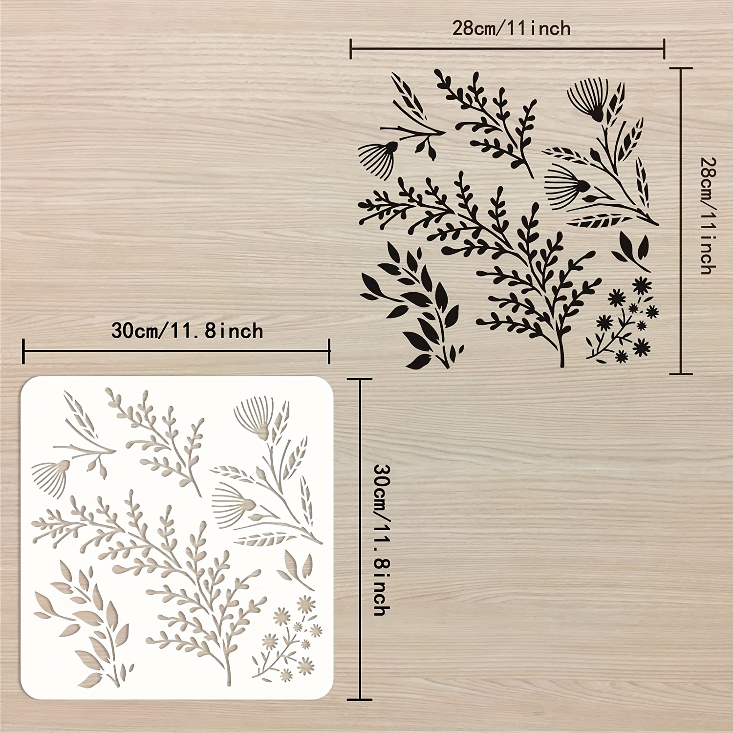 Woodlands Botanical Stencil Reusable Leaf Pattern Drawing - Temu