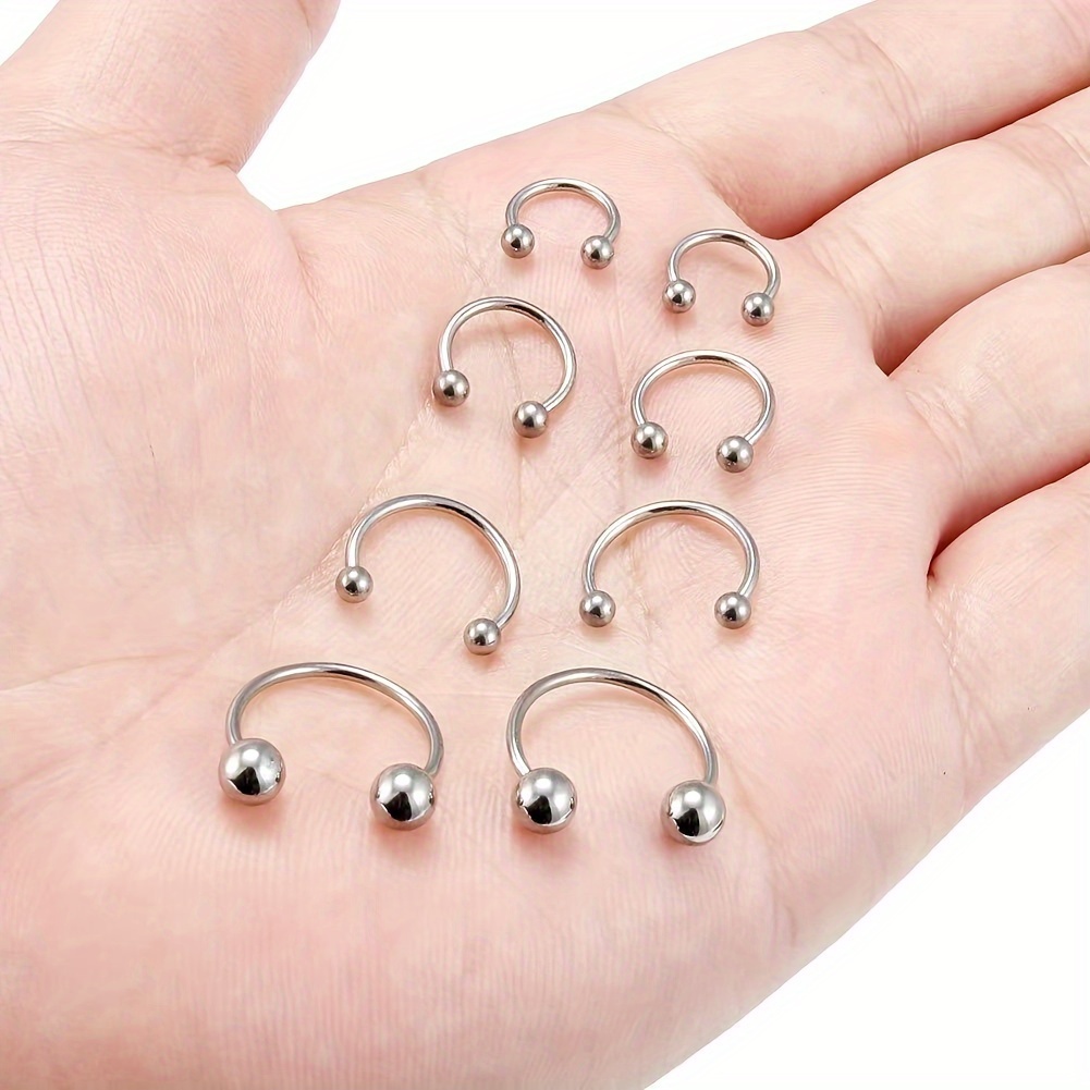 8pcs Steel Horseshoe Nose Rings 6 12mm Septum Piercing Jewelry Cartilage Earrings Eyebrow Lip Hoop Piercing Jewelry For Men