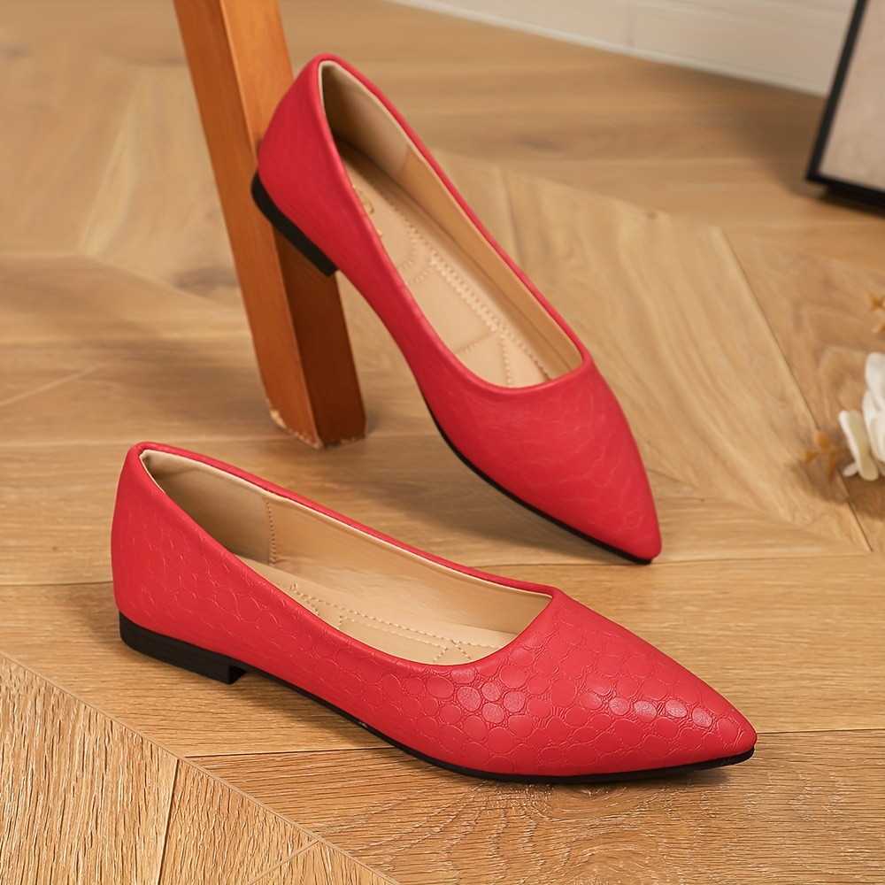 Womens Pointed Toe Flat Shoes Solid Color Soft Sole Slip - Temu Portugal