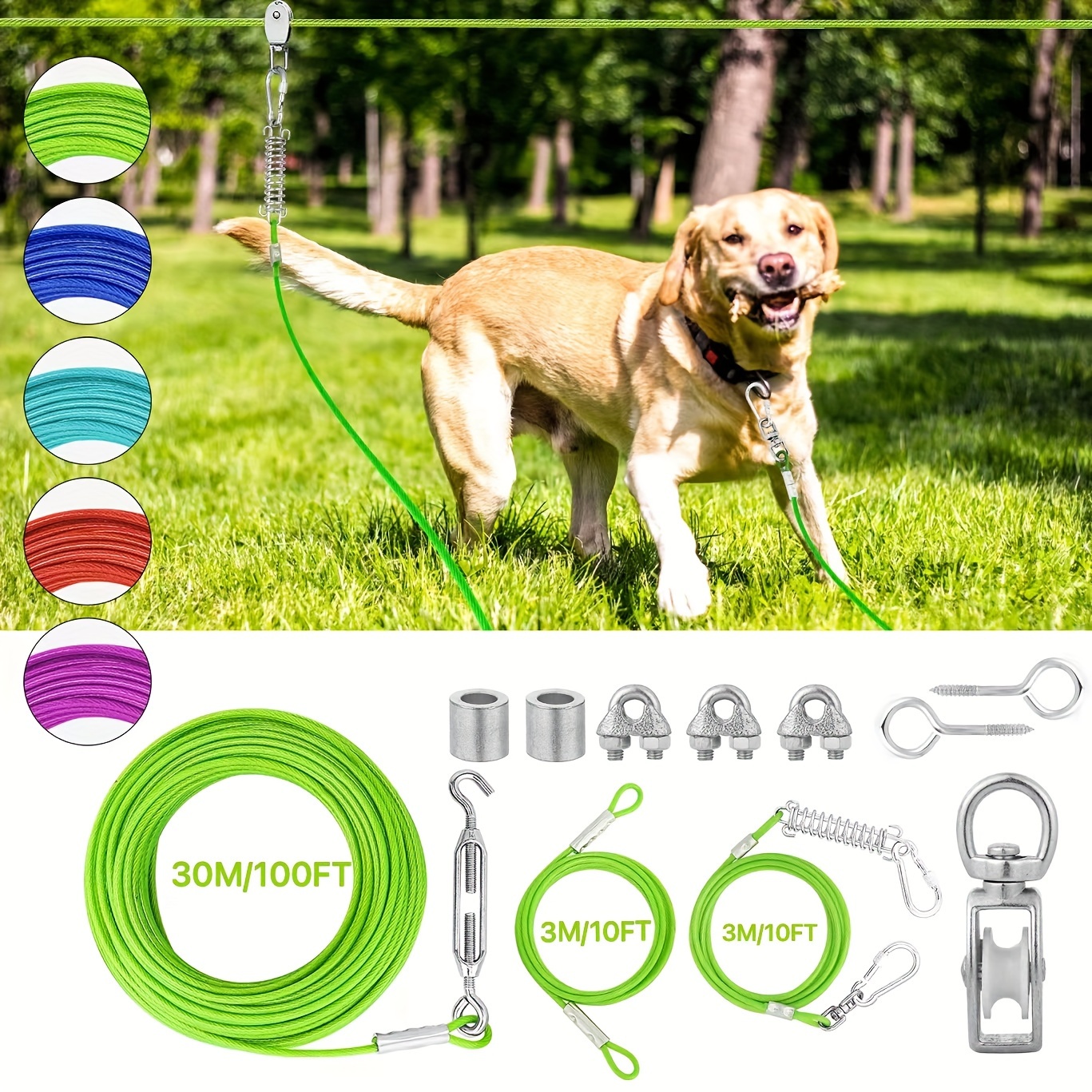 dog dog runner cable heavy duty aerial dog leash pet Temu United Kingdom