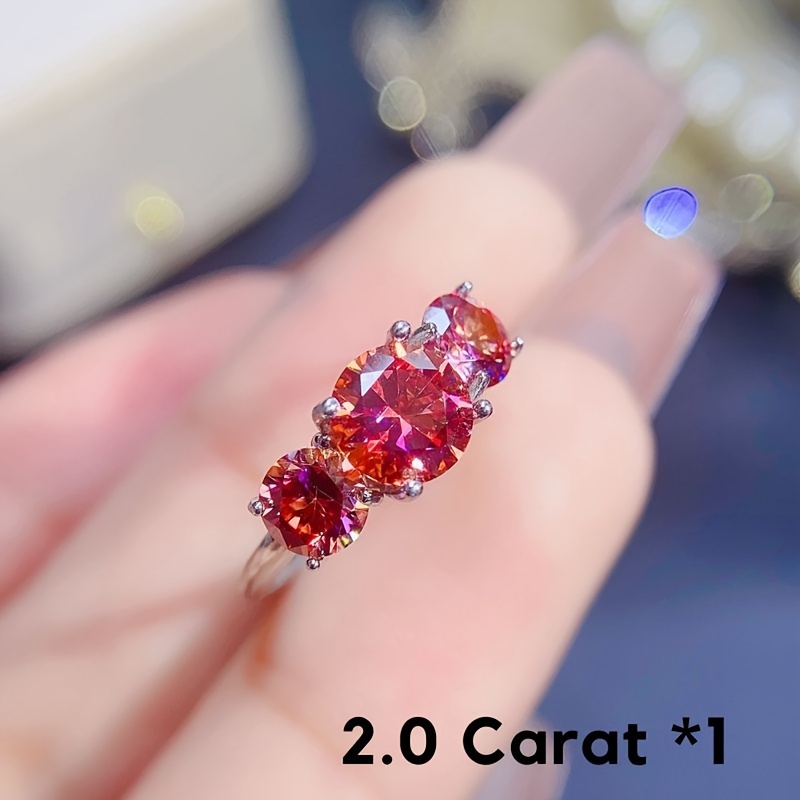 2/4 Carat Round Colorful Red Moissanite Engagement Ring 3 - Temu United ...