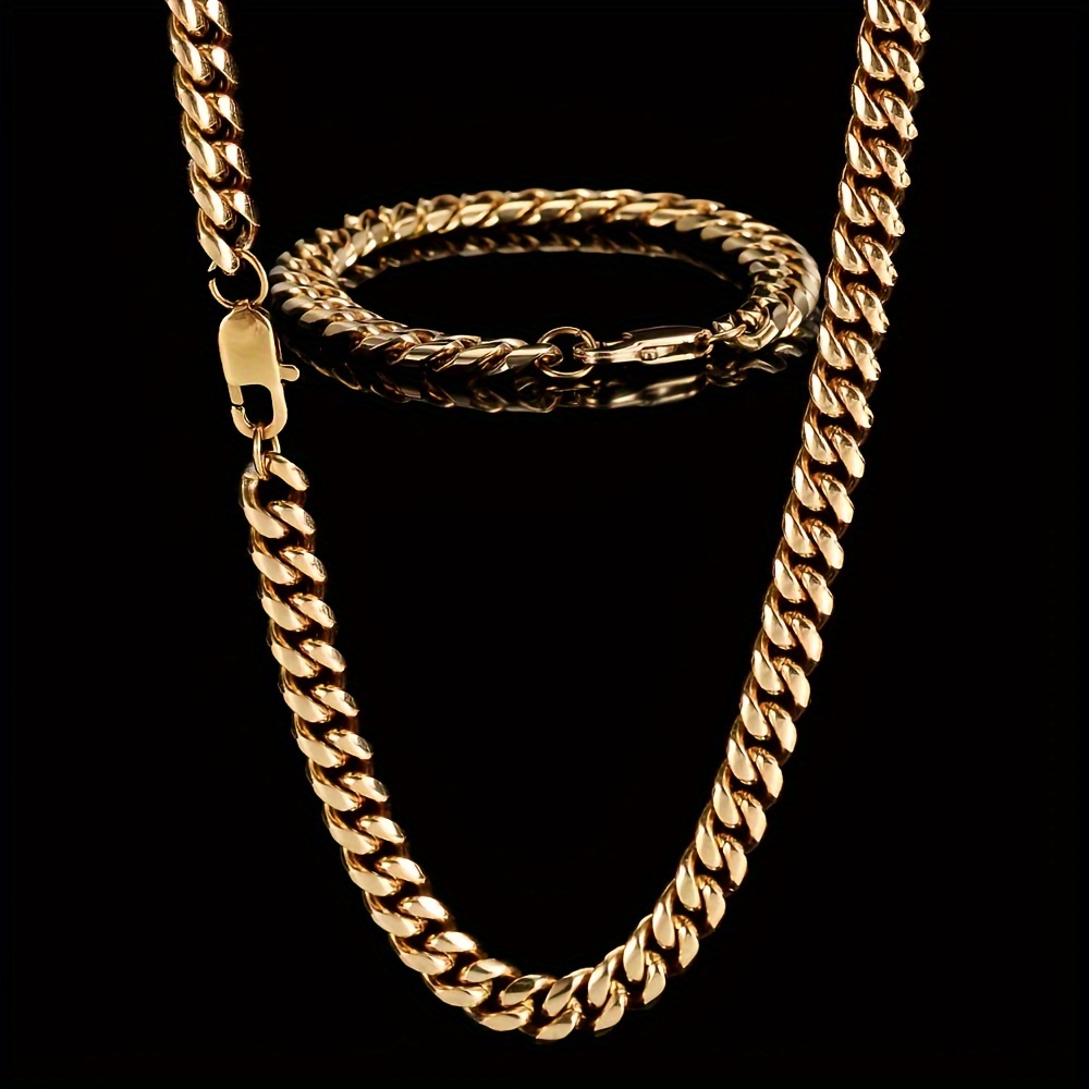 Fashion 18k Gold plated Titanium Steel Encryption Thickened - Temu ...