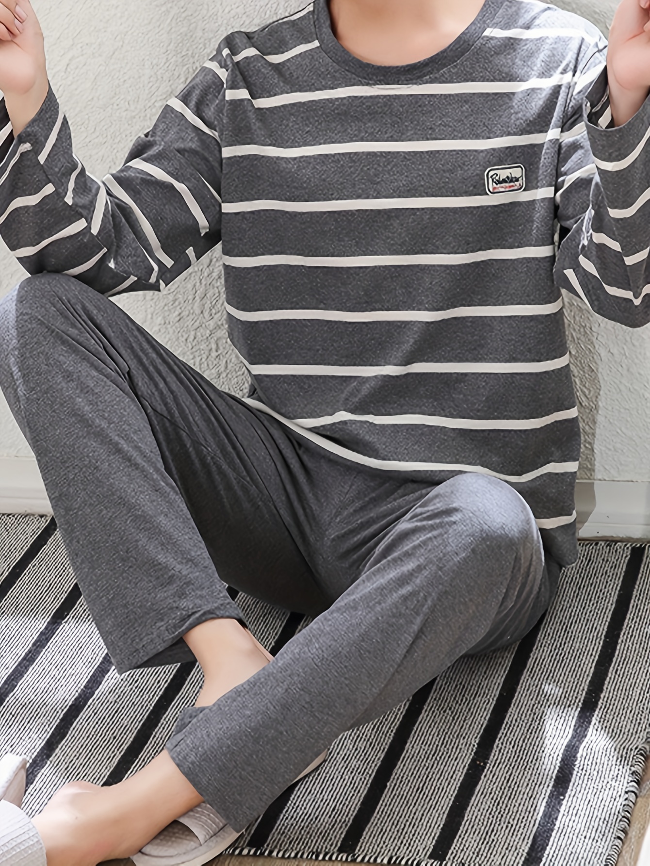 New Autumn Winter Men Cotton Pajamas Long Sleeve Male Pajama - Temu United