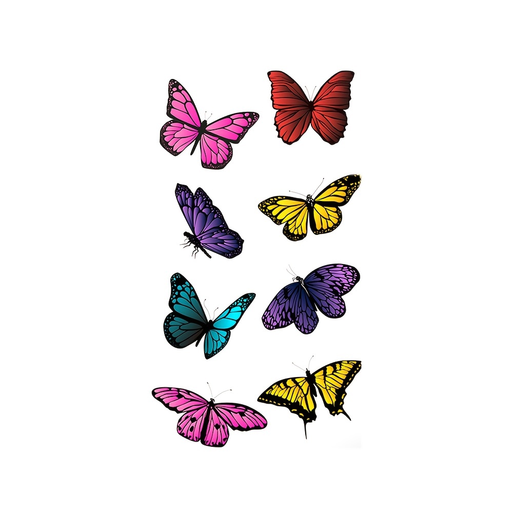 Colorful Butterfly Waterproof Temporary Tattoo Stickers 3d - Temu ...