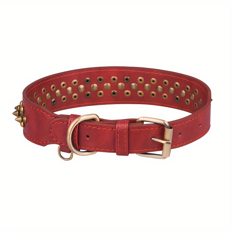 Punk Rivet Dog Collar Durable Pu Leather Dog Neck Strap - Temu United ...