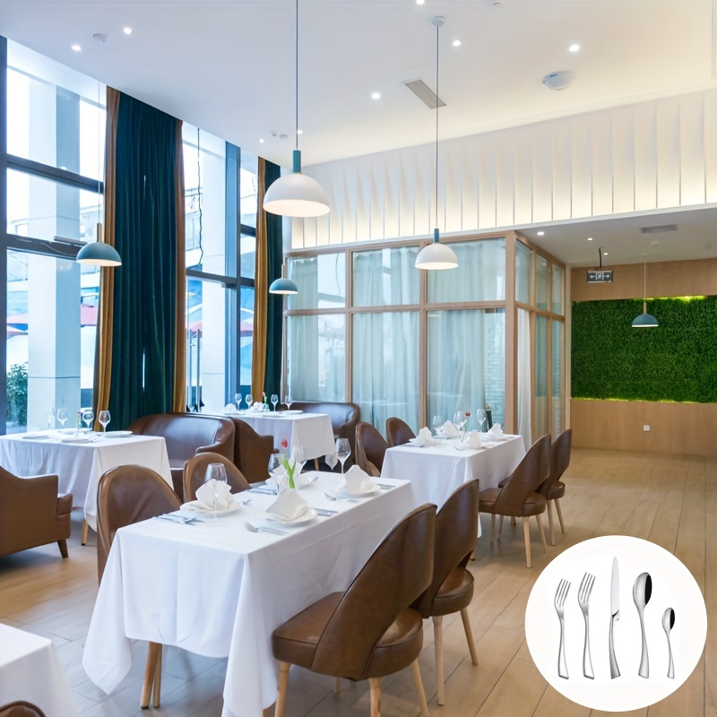 Luxury Silvery Flatware Stainless Steel Cutlery Set Table - Temu