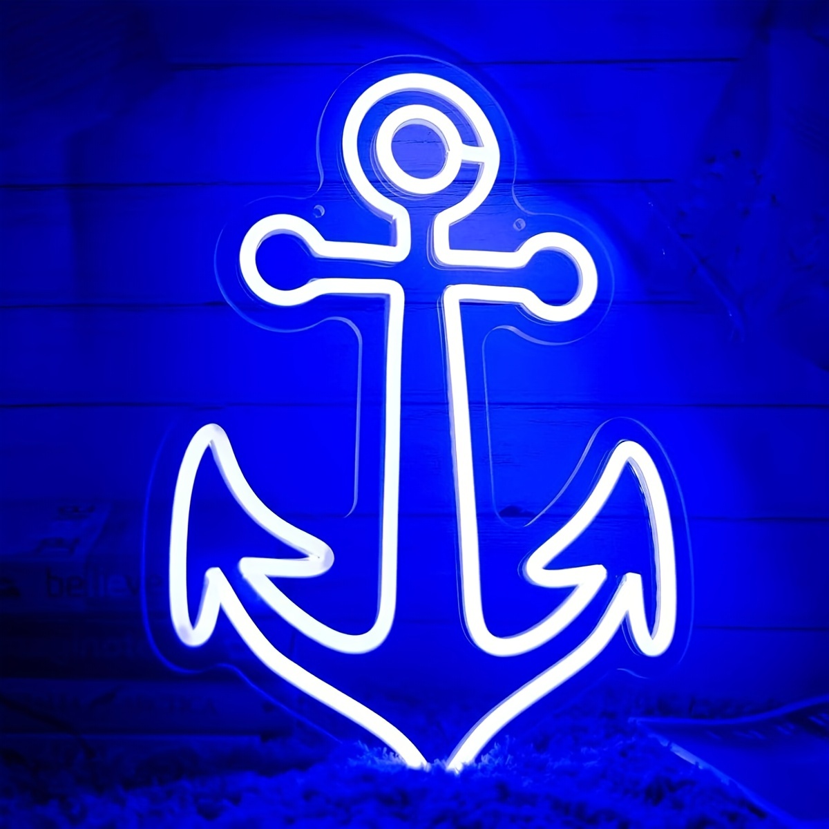 Wall Decor Anchor Neon Light Dimmable Usb Powered Hanging - Temu