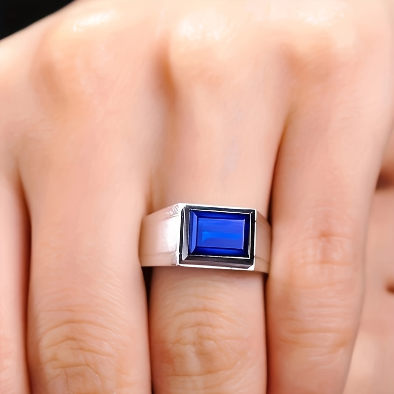 Business Men's Fashion Luxurious Blue Cubic Zirconia Ring - Temu United ...