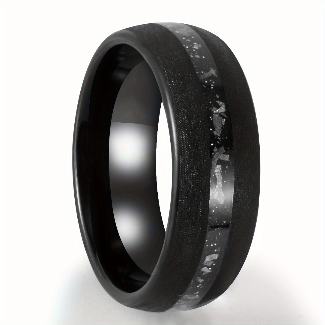 Meteorite Pattern Inlaid Tungsten Steel Ring Men's Wedding - Temu ...