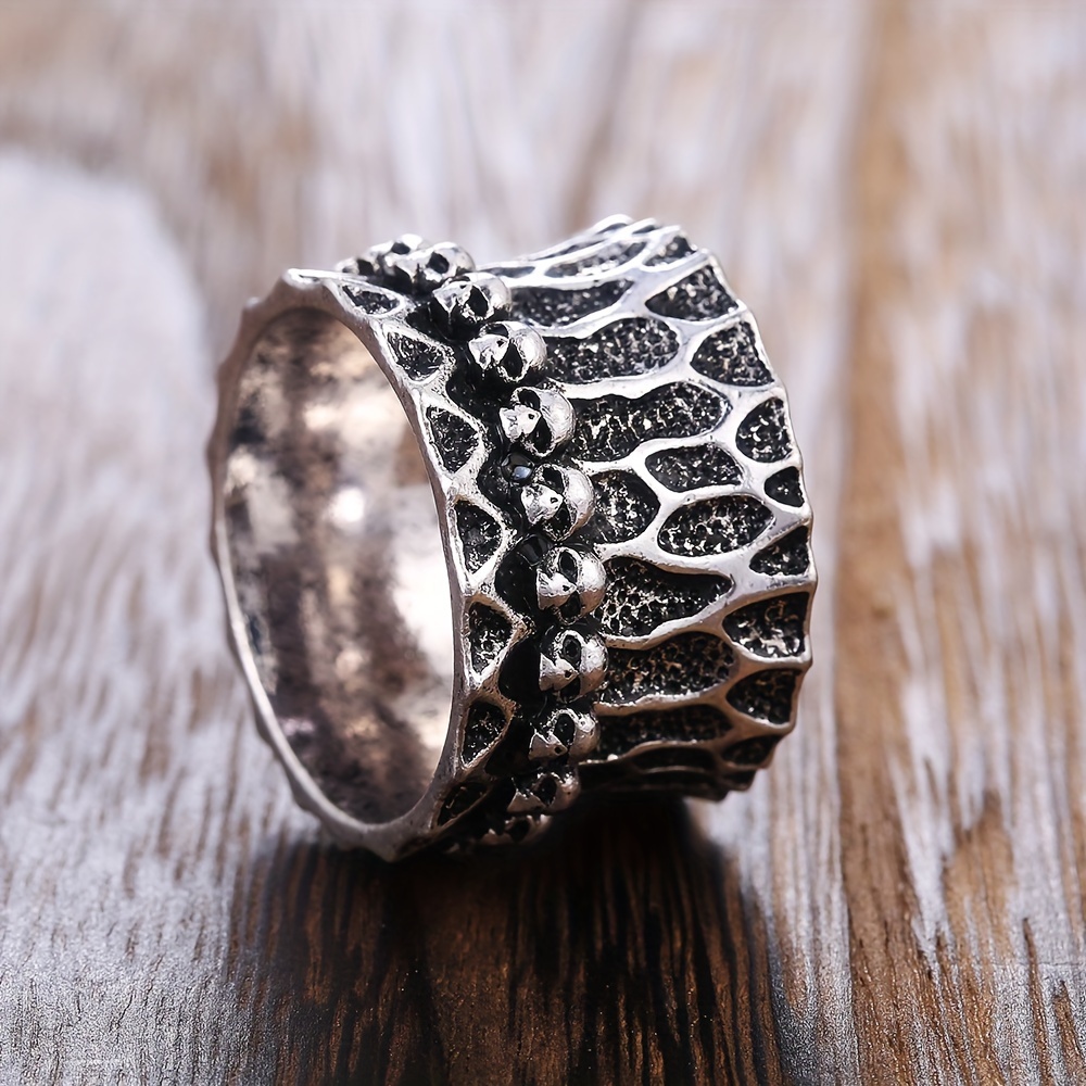 Punk Alloy Skull Shaped Men's Ring Vintage Alloy Ring - Temu United Kingdom