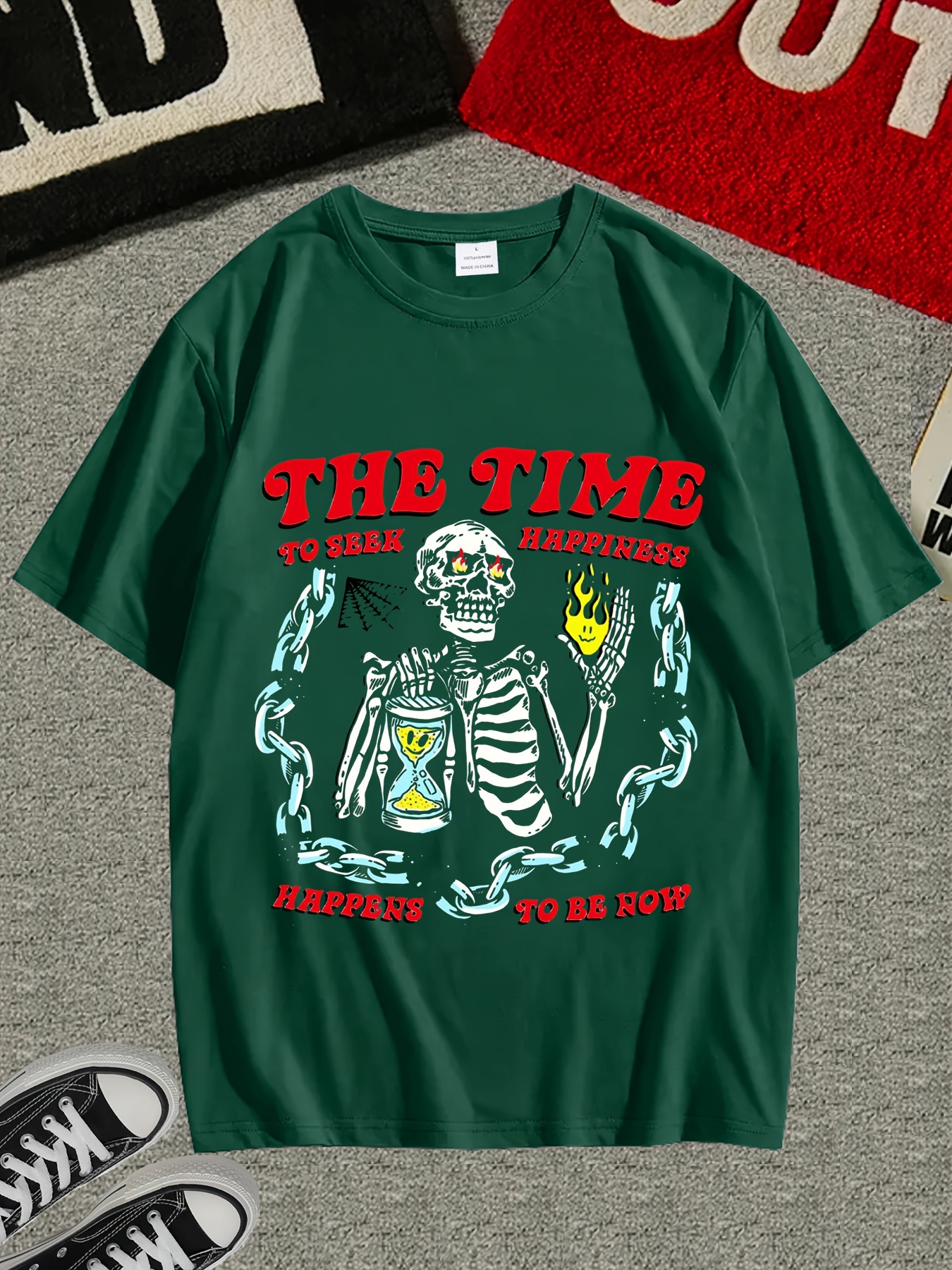 Cool Skeleton Graphic Print Casual Crew Neck Short Sleeves - Temu ...