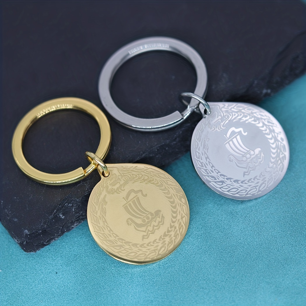 pendant stainless circle keychain snake circle key chains for men ...