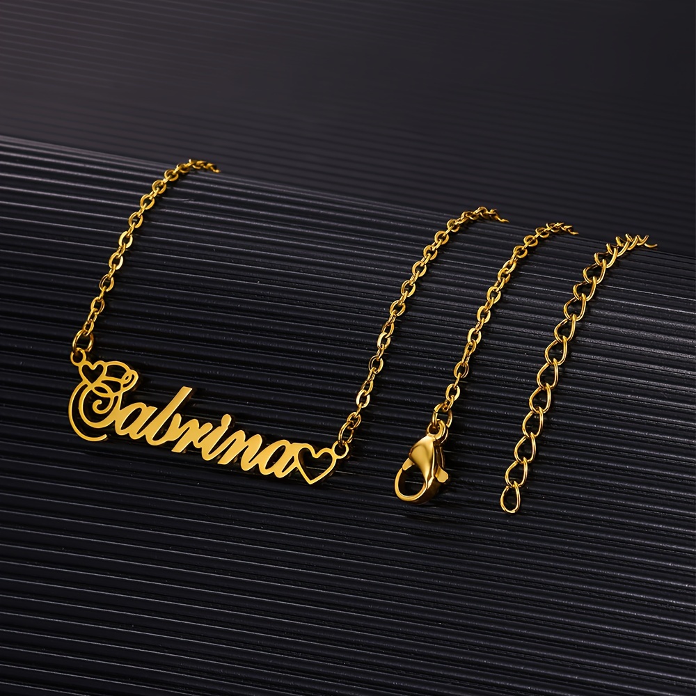 18k Plated Stainless Steel Personalized Custom Cute Heart - Temu United ...