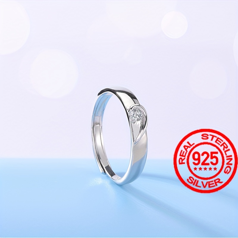 925スターリングシルバープロミスリング 輝くハートデザイン 輝くジルコニアを敷き詰めた高品質のアジャスタブルリング あ - Temu Japan