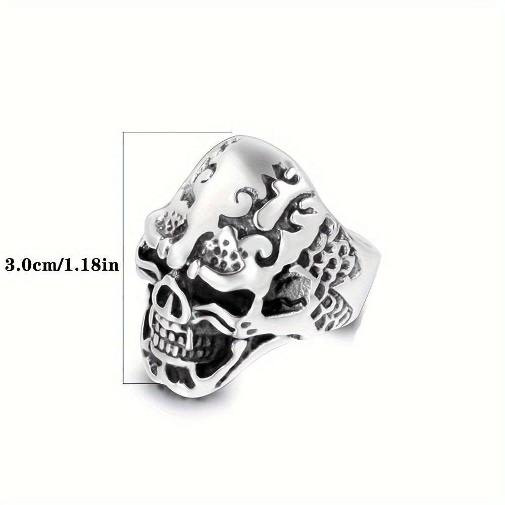 Punk Dark Long Beard Skull Stainless Steel Ring Personality - Temu ...