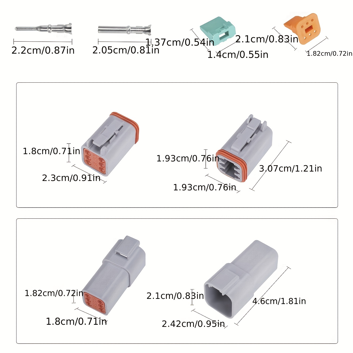 1 Kit 6 Pin Way Dt04-6p Dt06-6s Waterproof Connector 13 Amps Continuous 14-22 Awg Dt Series ...