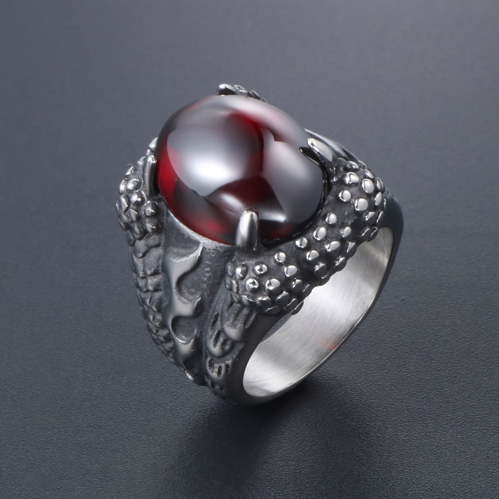 Dragon Claw Black Red Cubic Zirconia Men's Ring Personality - Temu ...