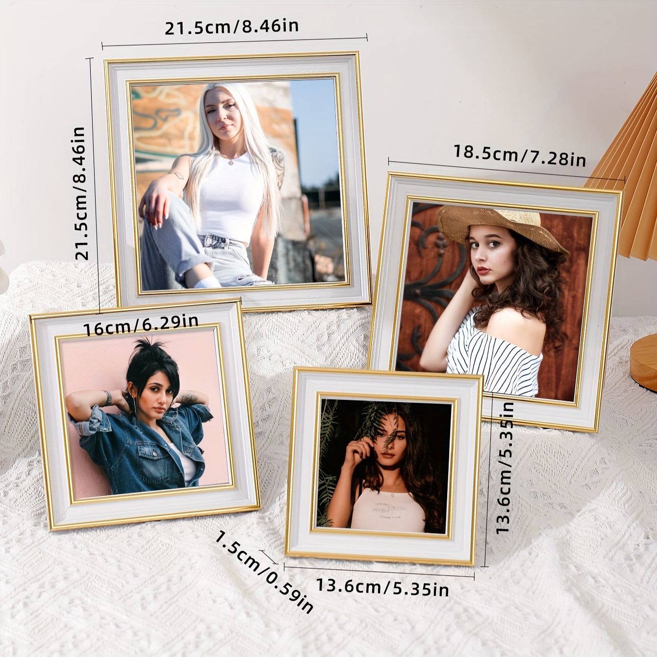 White Golden Edge Photo Frame Creative Square Photo Frame - Temu United ...