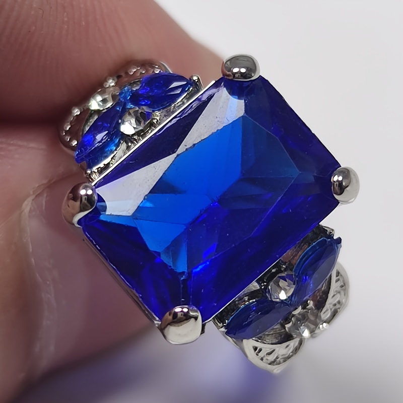 Blue Shiny Men's Ring Wedding Band Engagement Party Ring - Temu Ireland