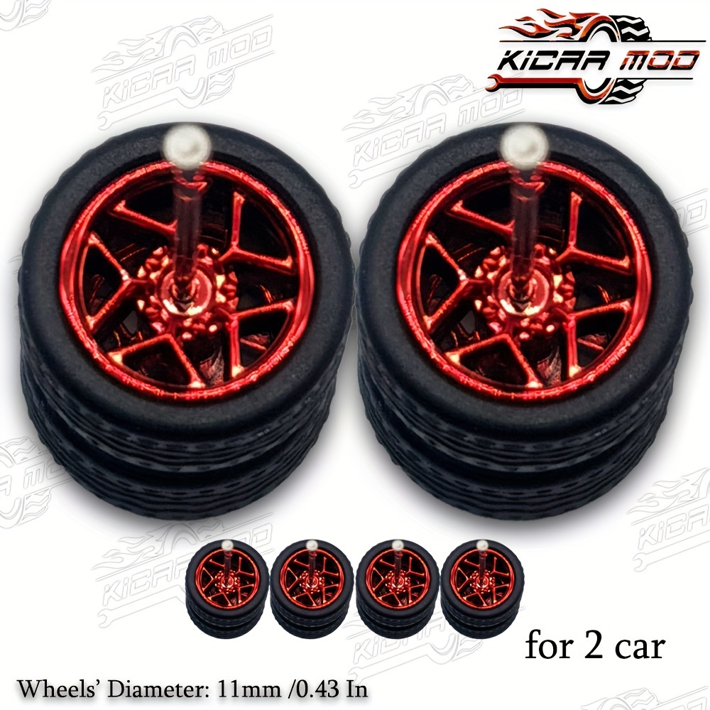 1/64 Scale Static Model Car Modified Wheel Hub, Red Multi-spoke Wheel ...