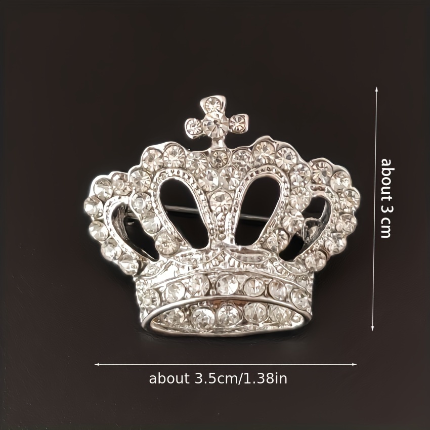 Luxury Crown Shape Alloy Brooch Pin Inlaid Shiny Rhinestone - Temu ...