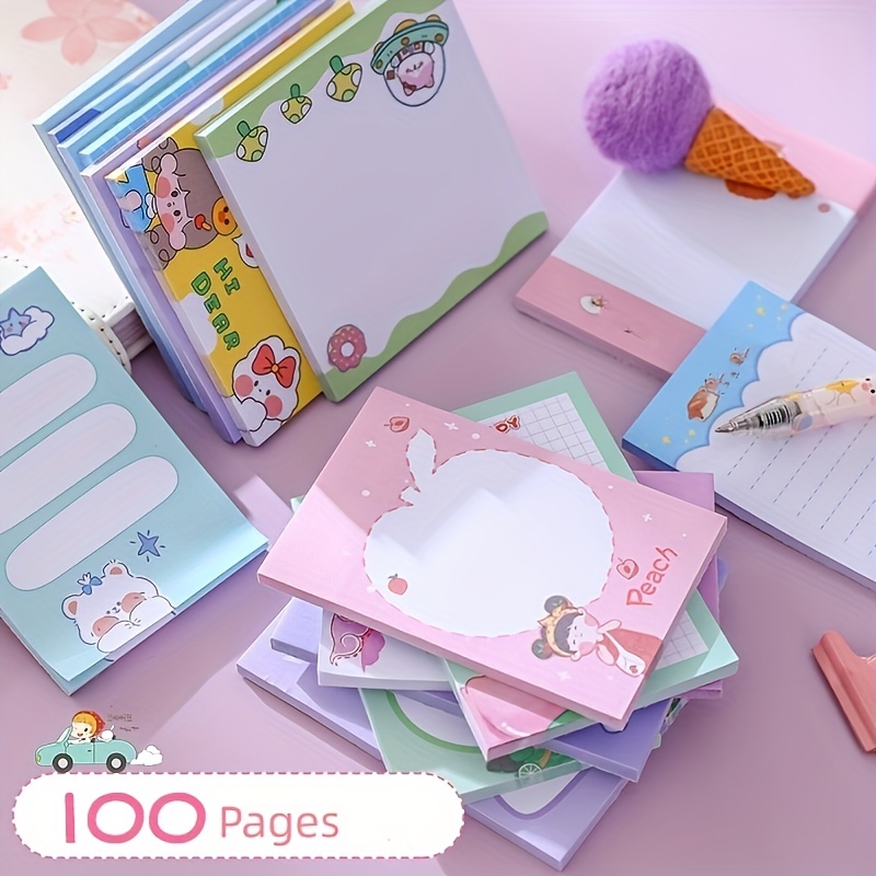 Cartoon Sticky Notes Non adhesive Memo Pads Cute Styles - Temu Australia