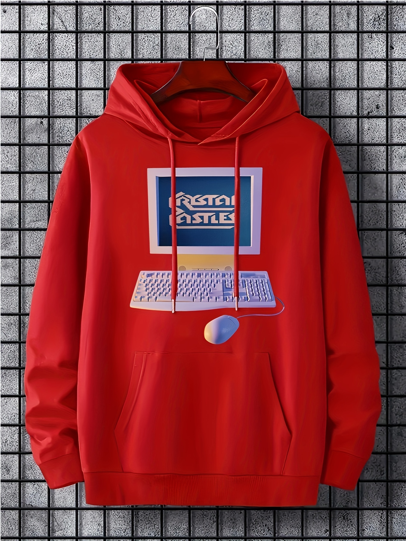 Computer Pattern Hoodie Kangaroo Pocket Men's Casual Stretch - Temu ...