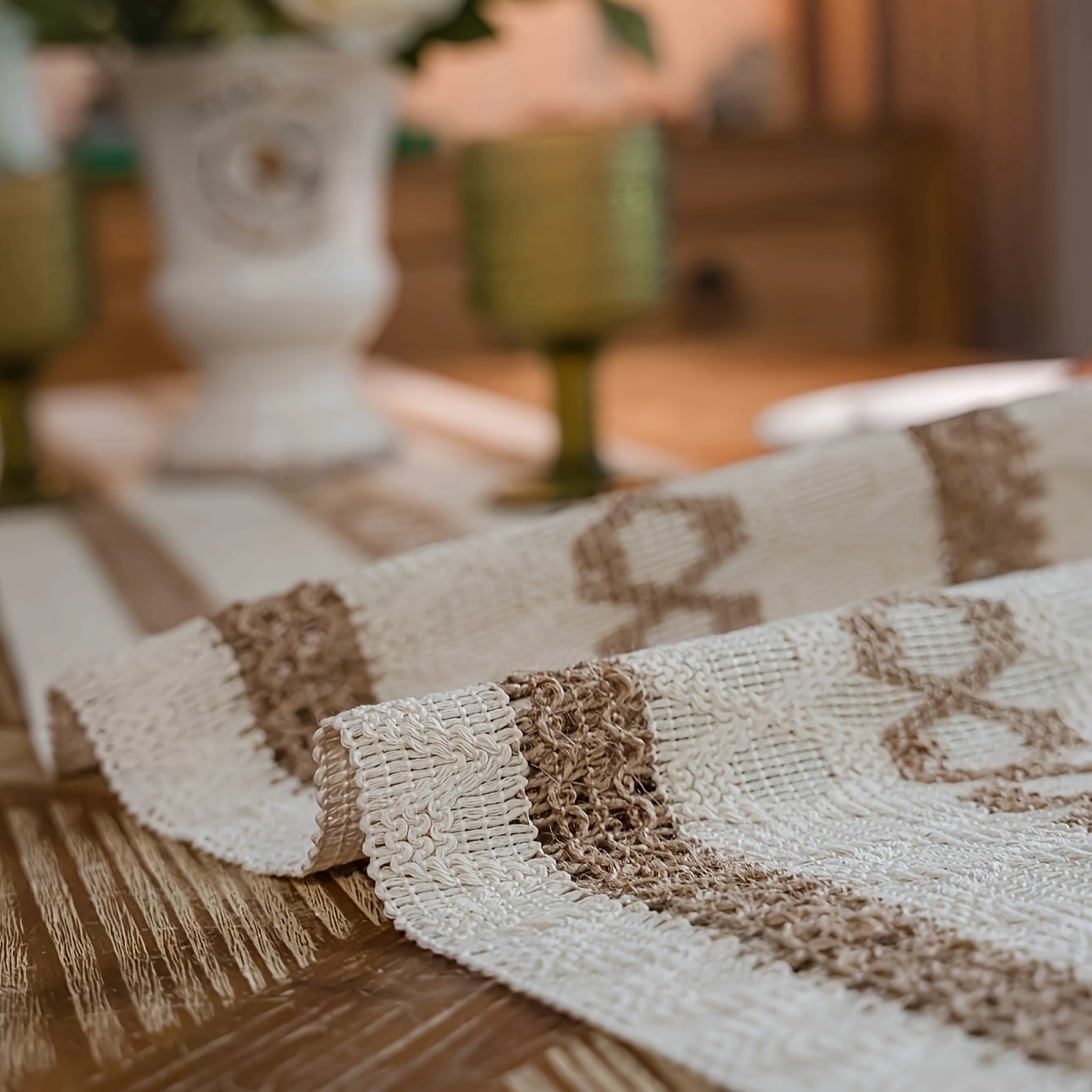 1 Pièce Chemin Table Chemin Table En Lin Grossier Bohémien - Temu ...