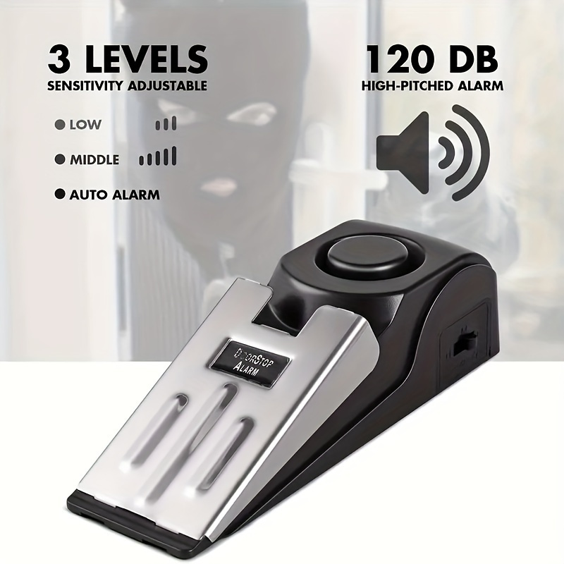 12개 도어 스톱 알람 도어 스톱 알람 고무 알람 120db 알람 호텔 주택 및 여행용 도난 방지 알람 시스템 개인