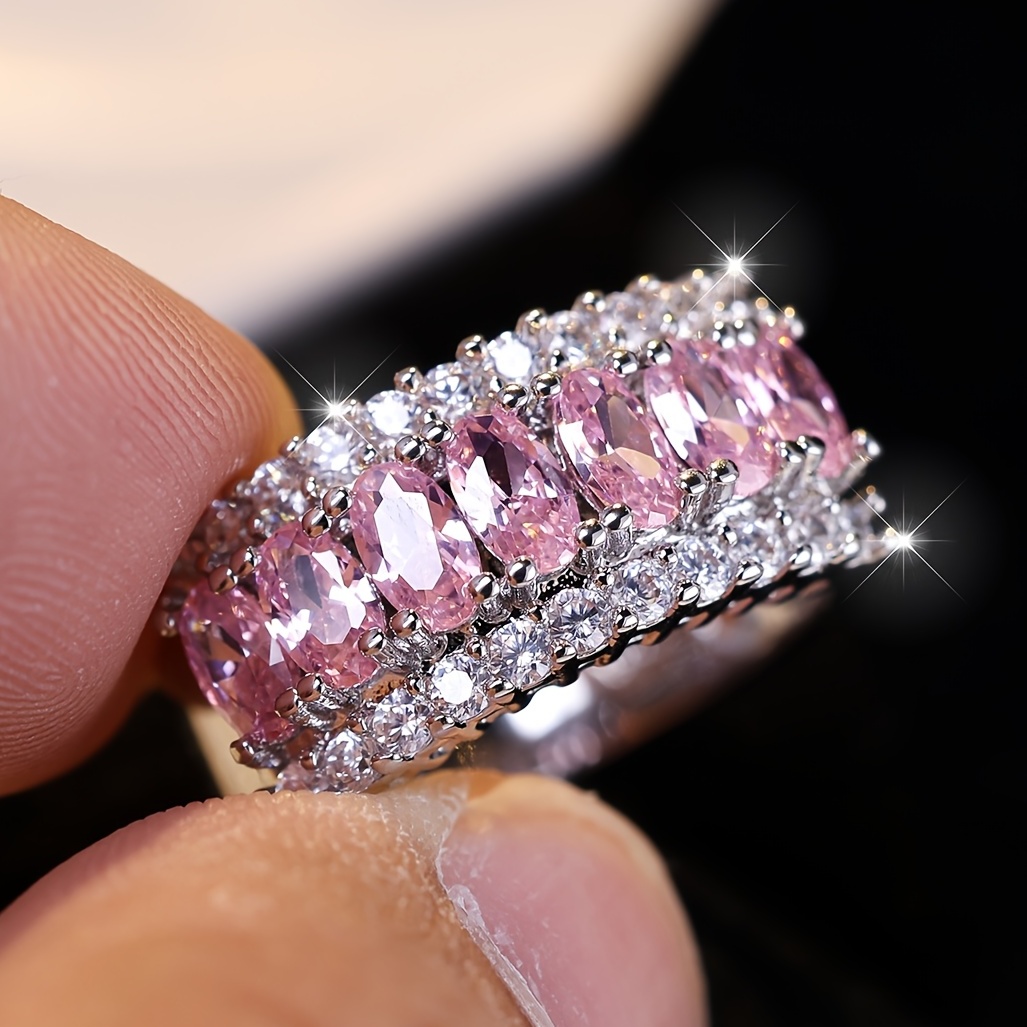 Raro Anillo De Diamantes Rosa