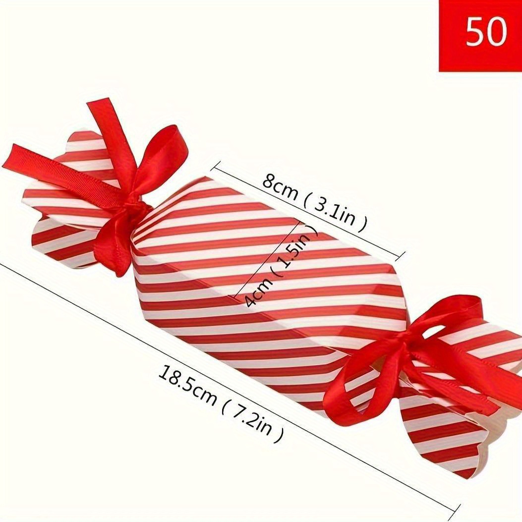 50 Pack Red Striped Paper Gift Boxes Ribbons Perfect - Temu United Kingdom