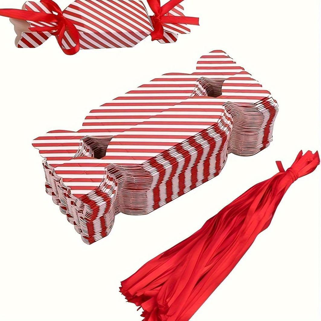 50 Pack Red Striped Paper Gift Boxes Ribbons Perfect - Temu United Kingdom