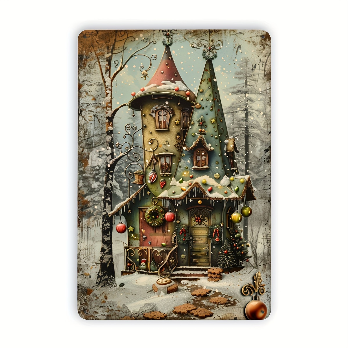 Vintage Christmas Cottage Metal Tin Signs Aluminum - Temu